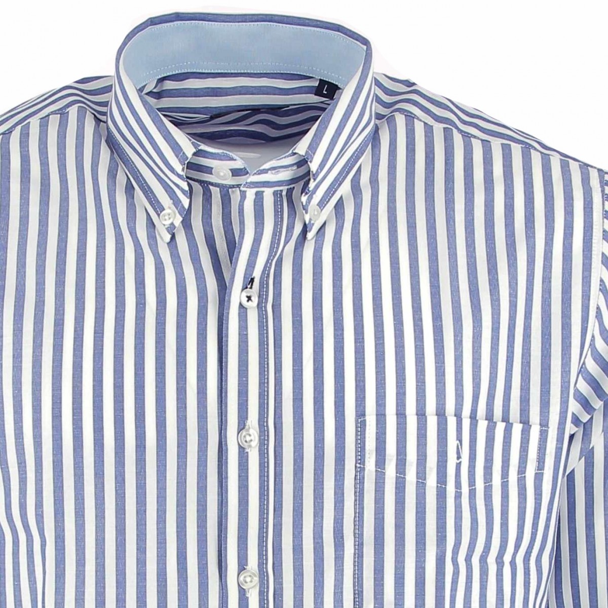 Chemise homme YACHT COLLECTION rayée blanc bleu - Matière-noble