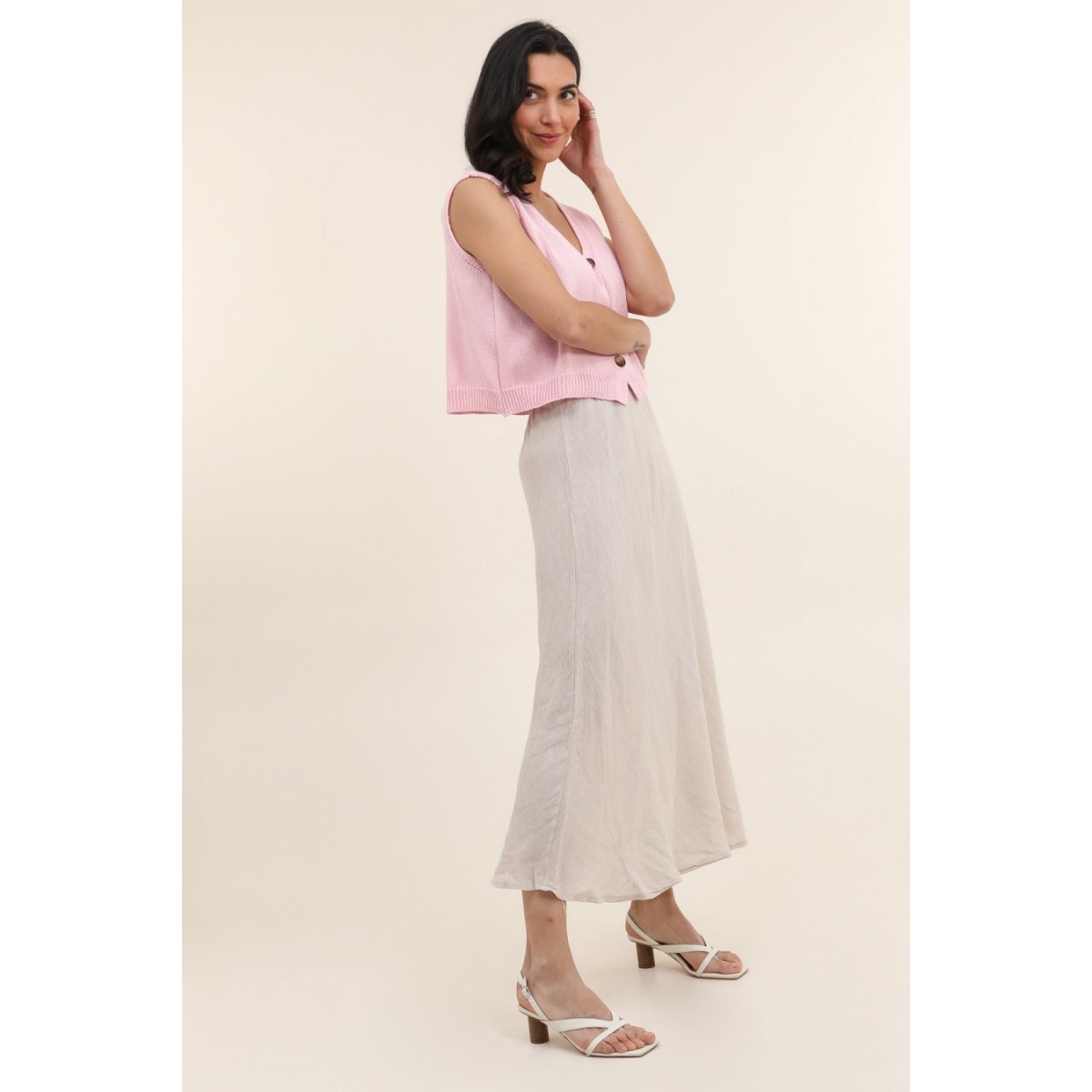 Jupe longue 100% lin écru- Matière noble 34.90€