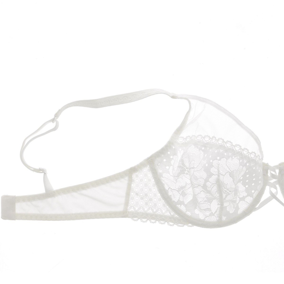 Soutien gorge LEJABY blanc tulle et dentelle pas cher - Matière noble