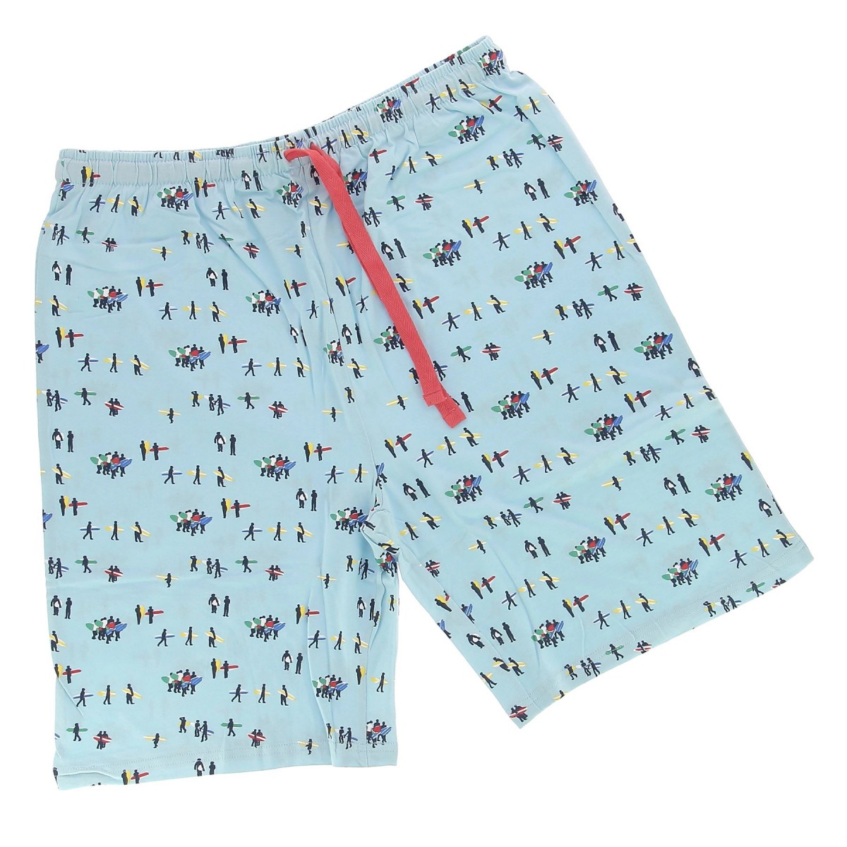 Pyjama Arthur homme, rouge, short bleu ciel à motifs - Matière noble 34.90€